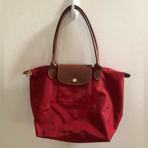 Longchamp | Bags | Longchamp Dark Red Nylon Tote Shoulder Bag | Poshmark
